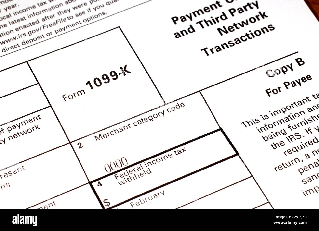 Form 1099 K Merchant transaction record Stock Photo - Alamy