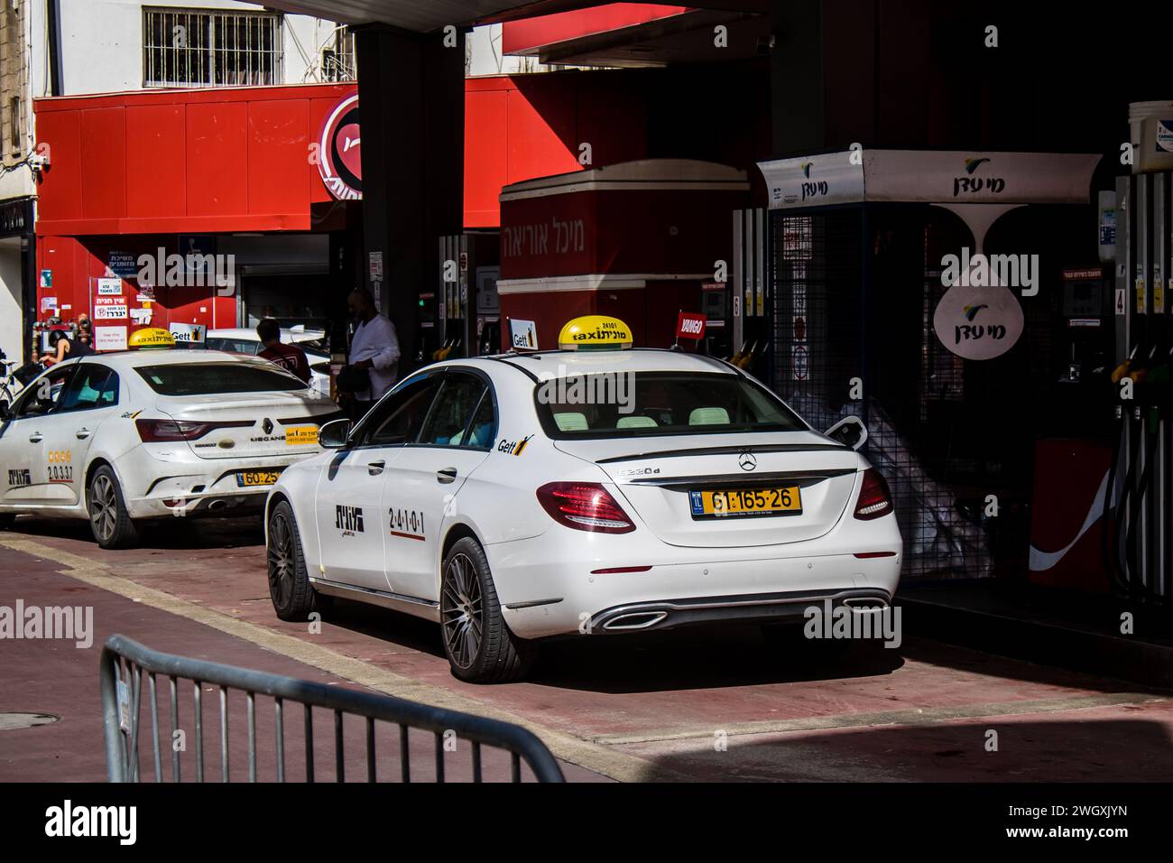 Tel Aviv, Israel – February 6, 2024 Israeli taxi driving in the streets ...