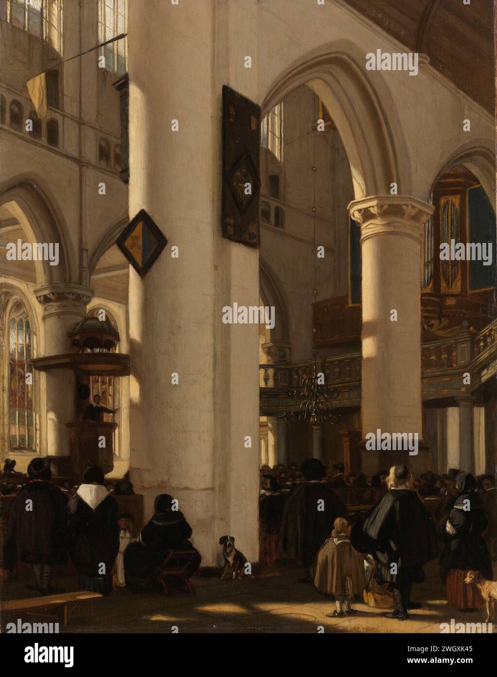 Interior of a Protestant, Gothic Church during a Service, Emanuel de ...