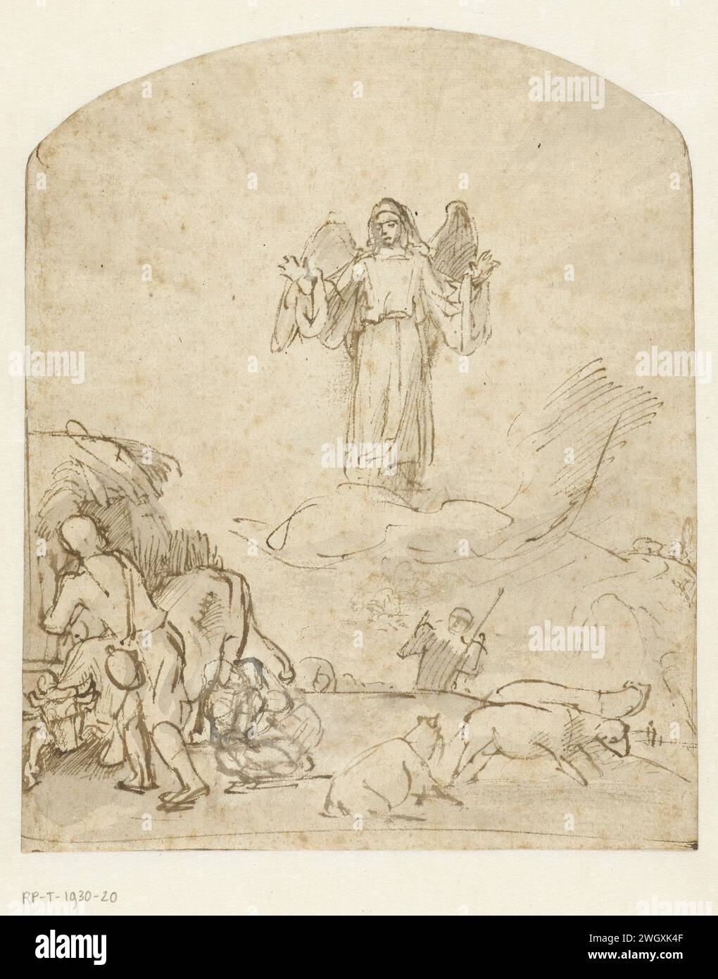 The figure to the shepherds, rembardt van rijn, c. 1650 drawing ...