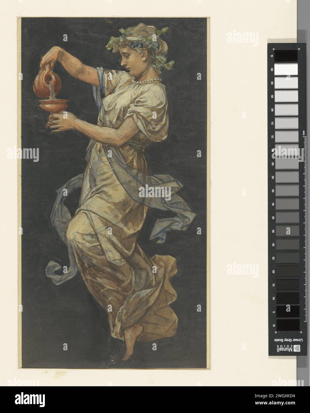 Floating female figure a cup of shifting, Georg Sturm, c. 1865 - c ...