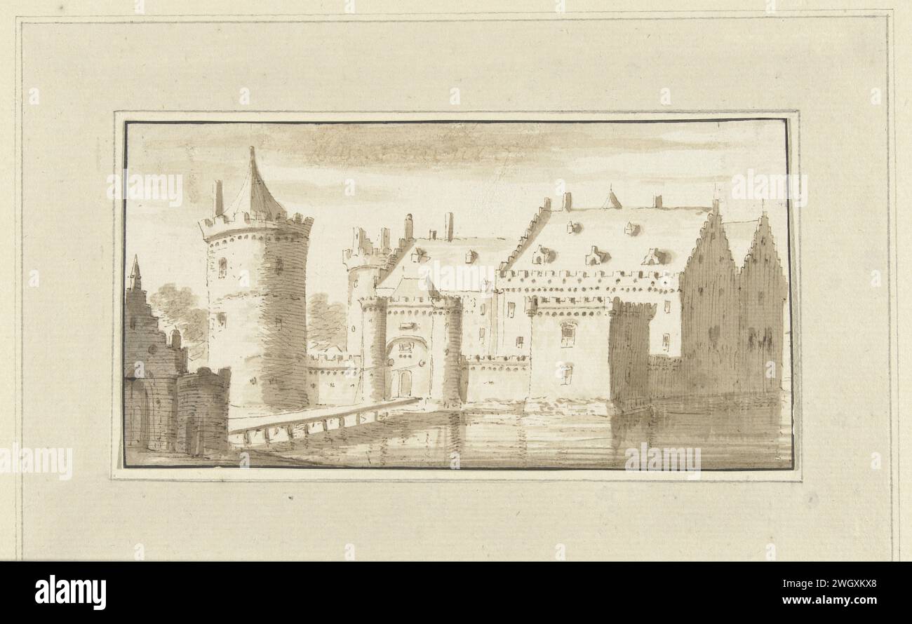 Huis Kronenburg aan de Vecht, Abraham Rademaker, 1722 - 1733 drawing ...
