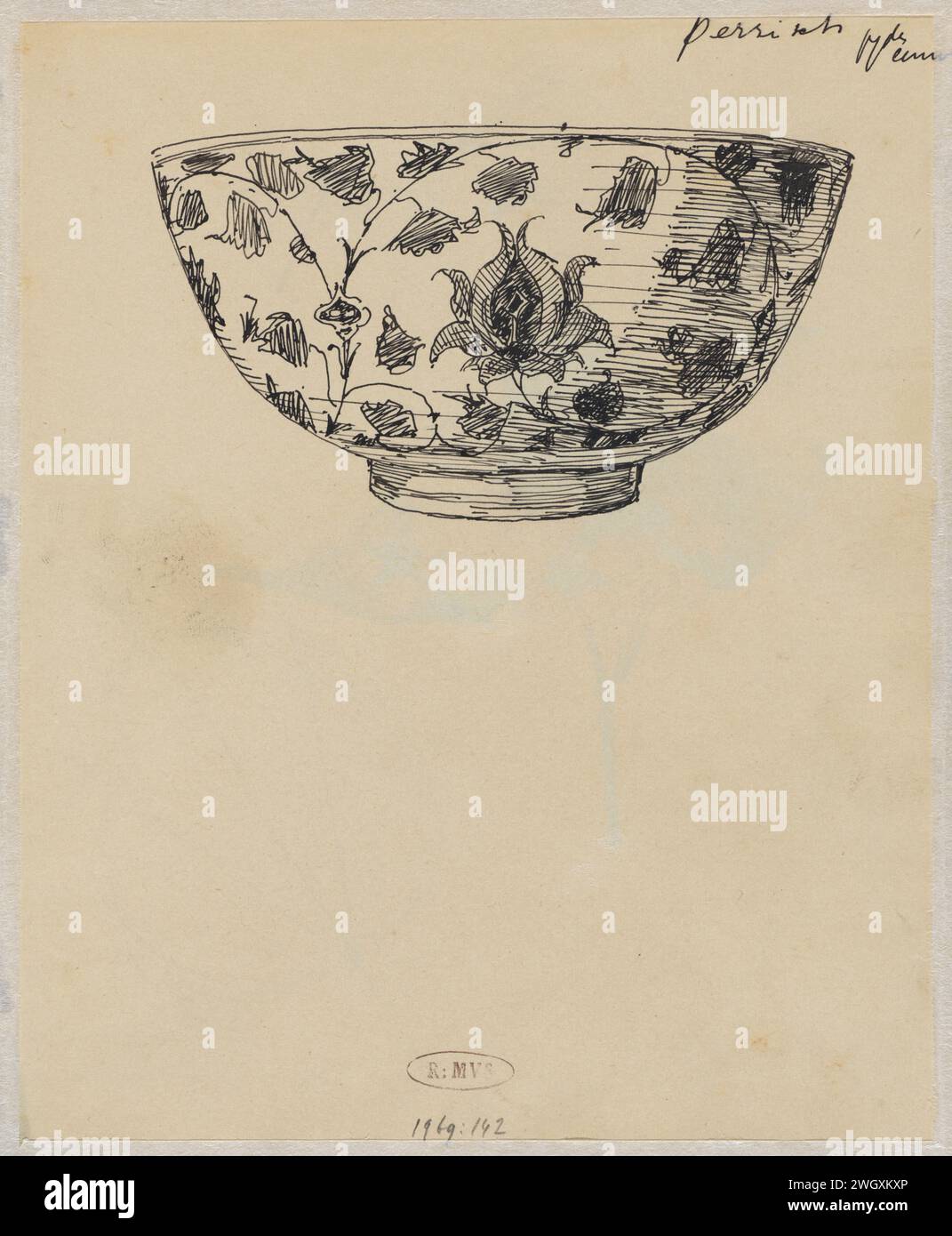 Seventeenth century Persian bowl, Theo Nieuwenhuis, 1876 - 1951 drawing ...