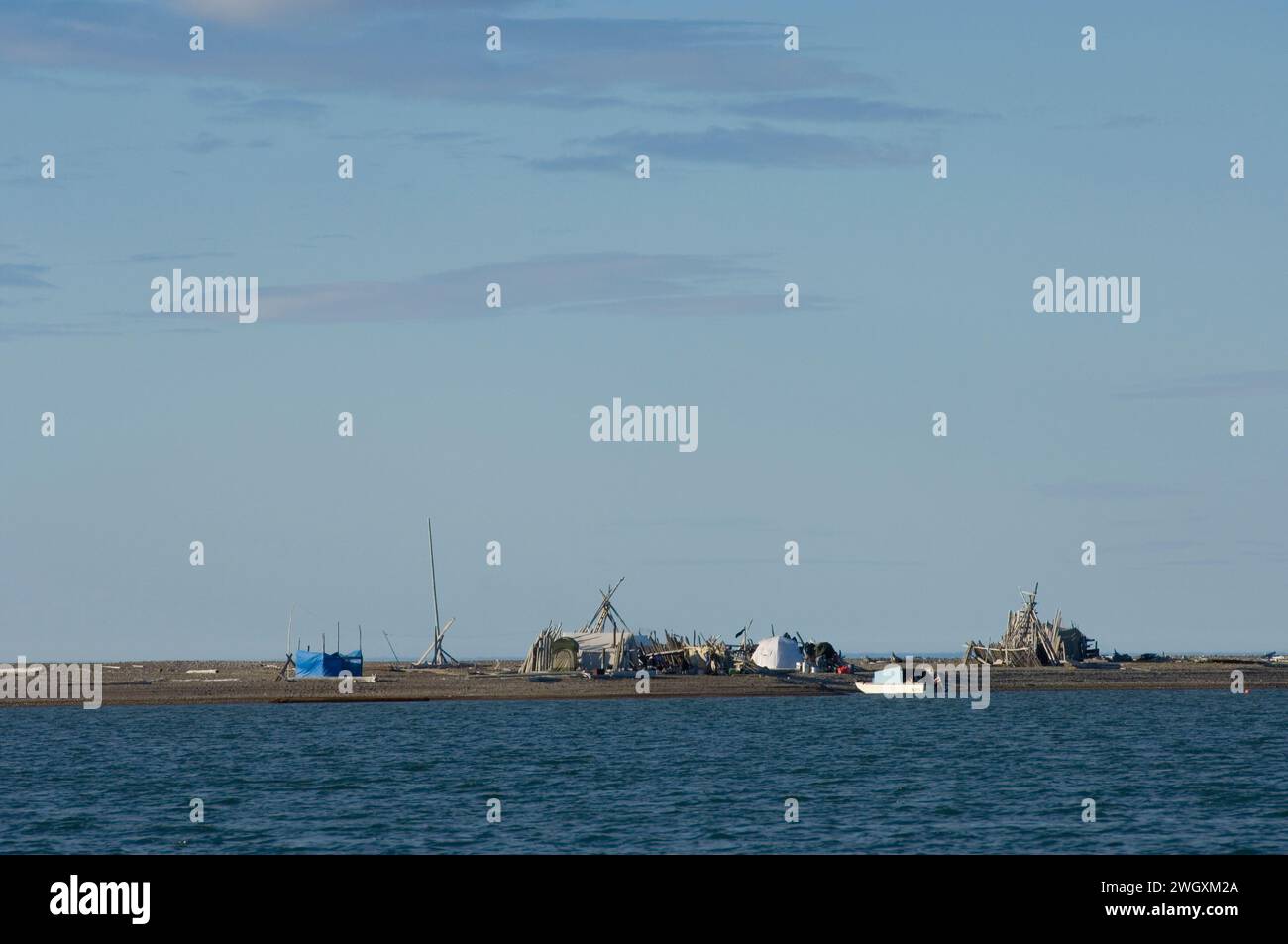 camp on a sandspit along Demarcation bay anwr 1002 coastal plain arctic ...