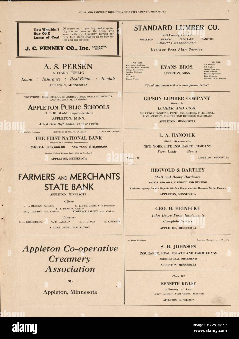 Atlas and farmers' directory of Swift County, Minnesota - containing ...