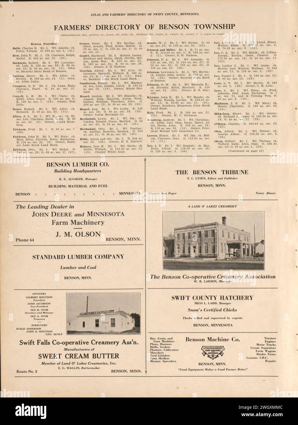 Atlas and farmers' directory of Swift County, Minnesota - containing ...