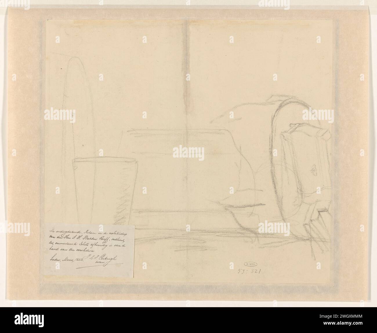 Volatile sketch of a still life of glass and pots, Alexander Hugo ...