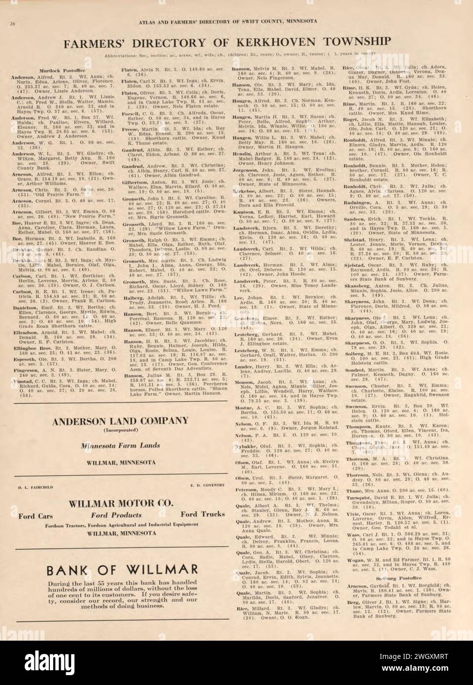 Atlas and farmers' directory of Swift County, Minnesota - containing ...