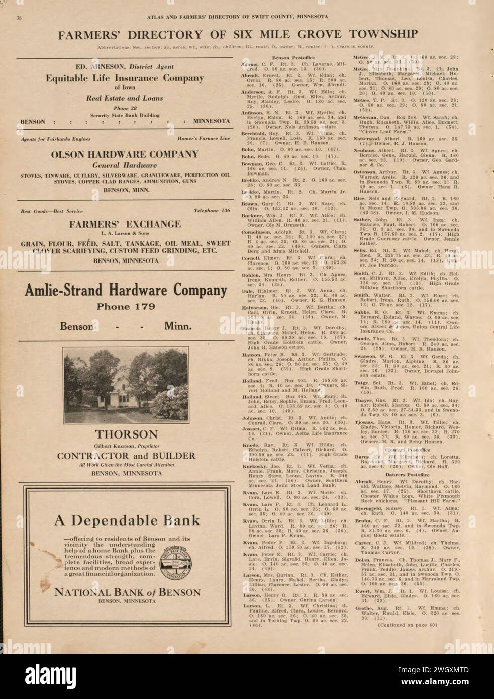 Atlas and farmers' directory of Swift County, Minnesota - containing ...