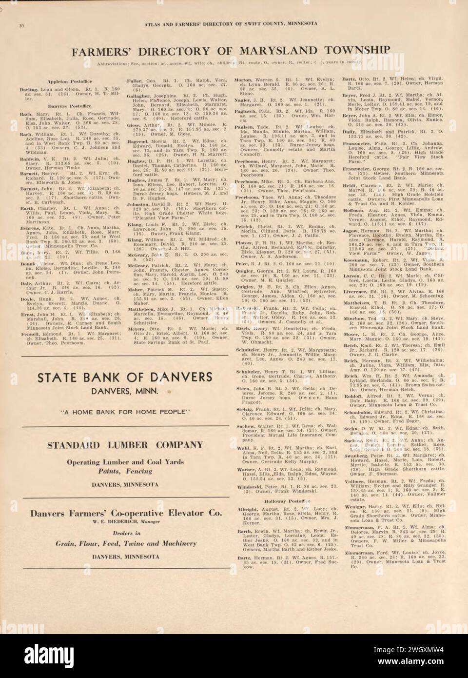 Atlas and farmers' directory of Swift County, Minnesota - containing ...