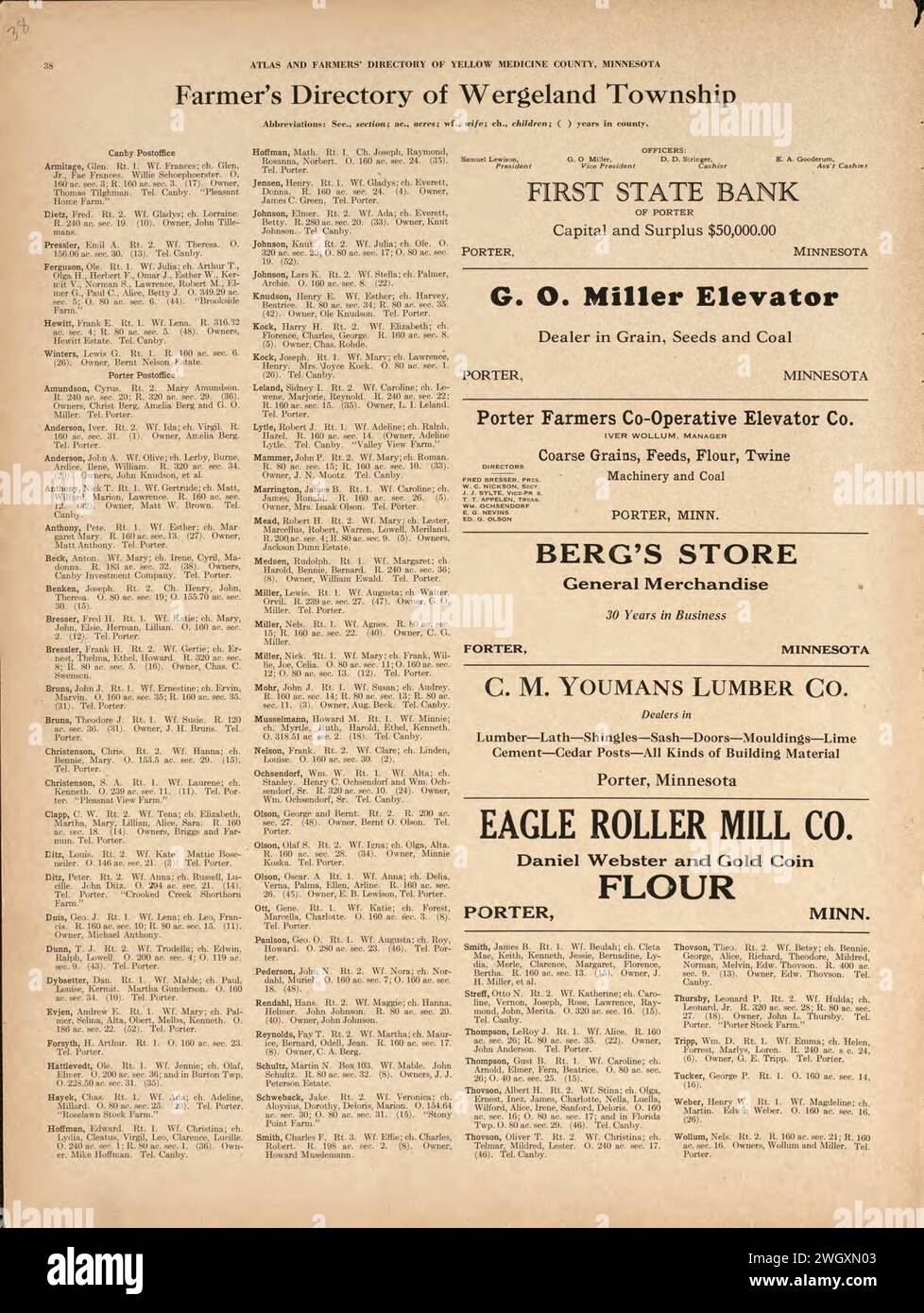 Atlas and farmers' directory of Yellow Medicine County, Minnesota ...