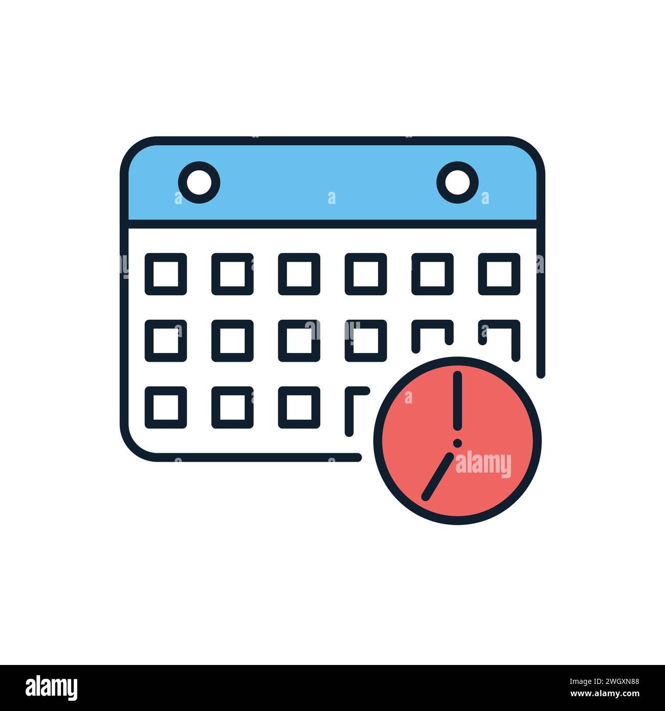 Calendar with Clock related vector icon. Isolated on white background ...