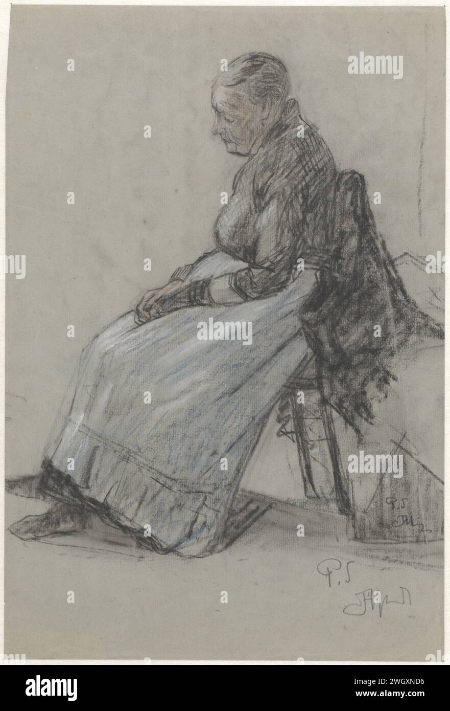 Seated older woman, to the left, Johannes Abraham Mindt, 1869 - 1941 ...