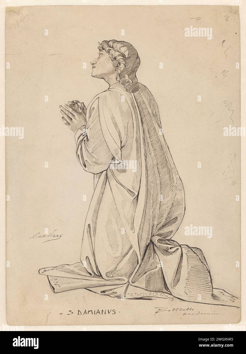 Knielende Damianus, Nicolaas Van der Wow, After Sandro Botticelli ...