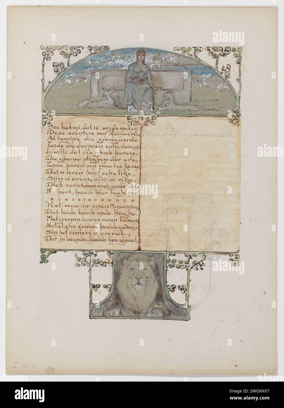 Woman on a Bank, Bernard Willem Wierink, 1866 - 1939 drawing Design for ...