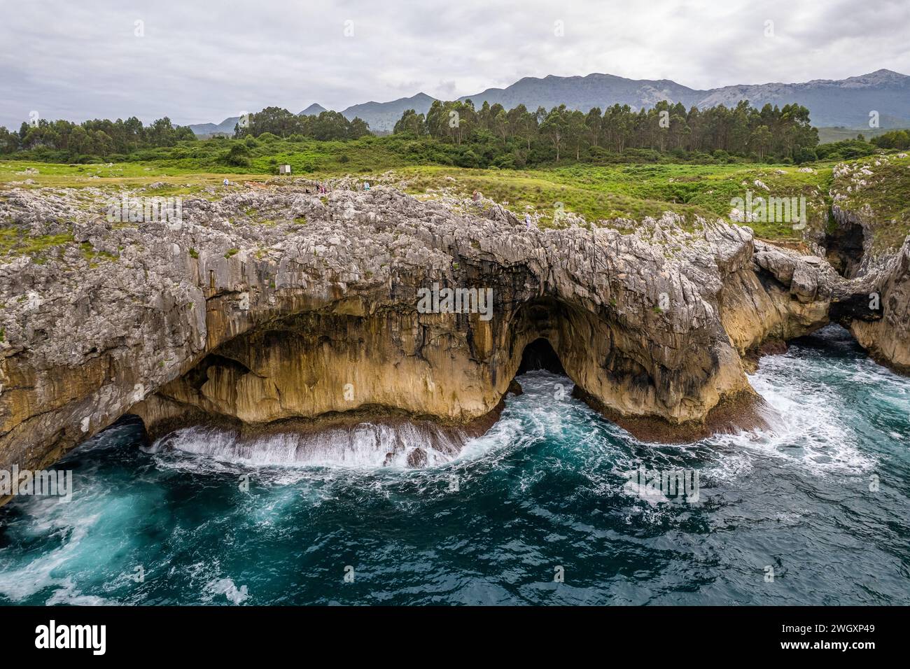 Shore with geological caves made by waves by jesters bufones of ...