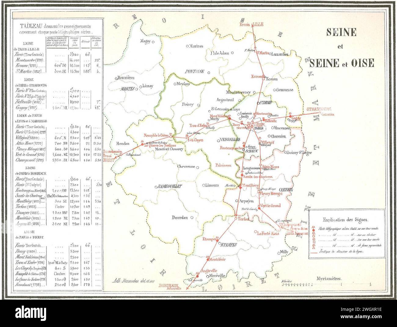 Atlas des lignes télégraphiques aériennes construites en France de 1793 ...