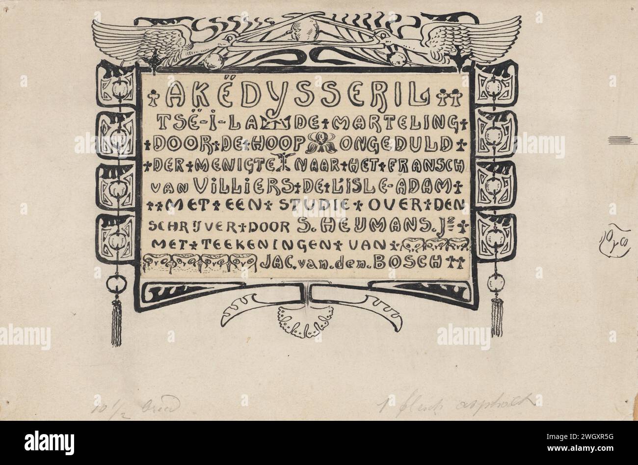 Design title page: Akëdysseril, by S. Heijmans (Jr.), Jacob Pieter van ...