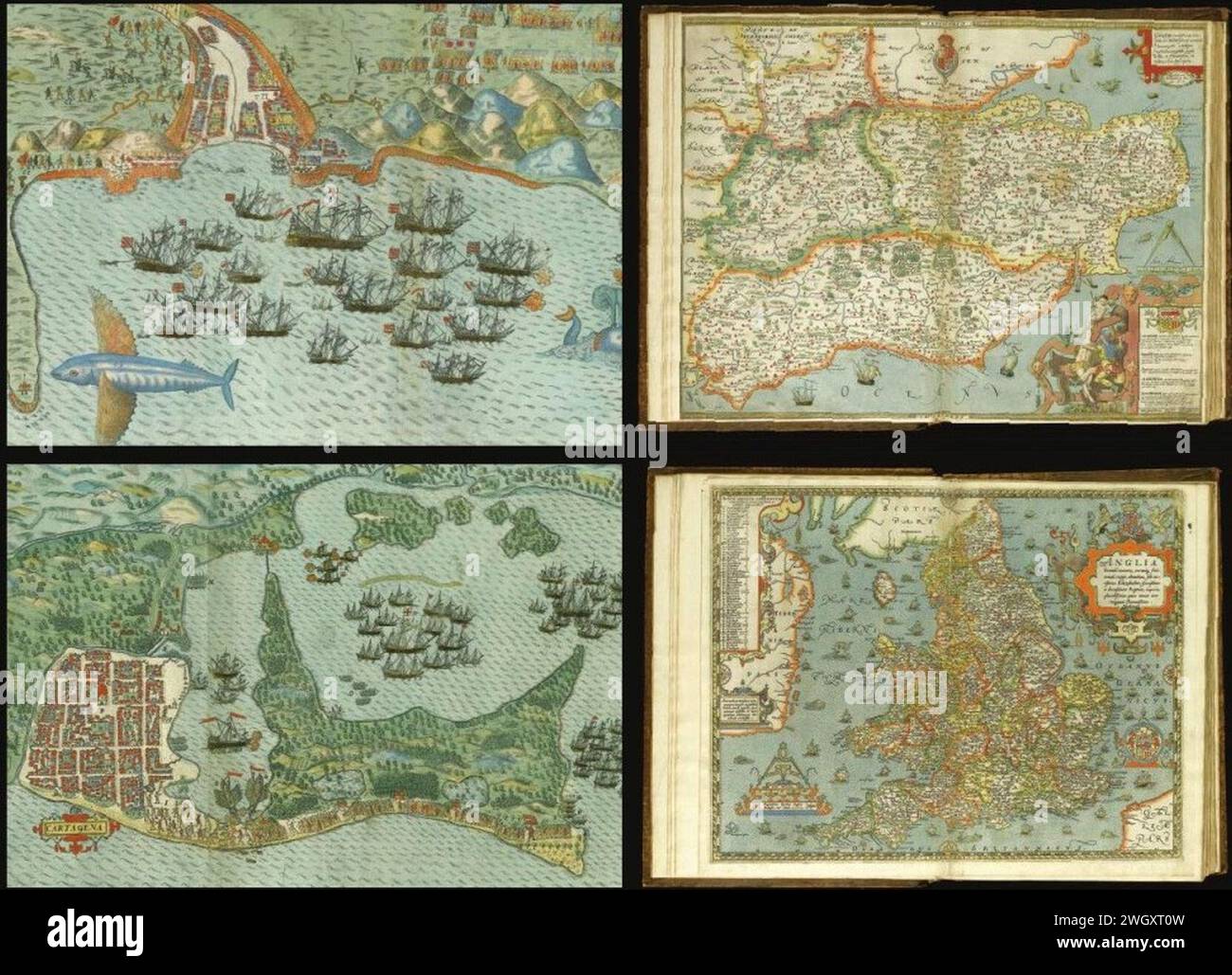 Atlas of England and Wales by Christopher Saxton Stock Photo - Alamy