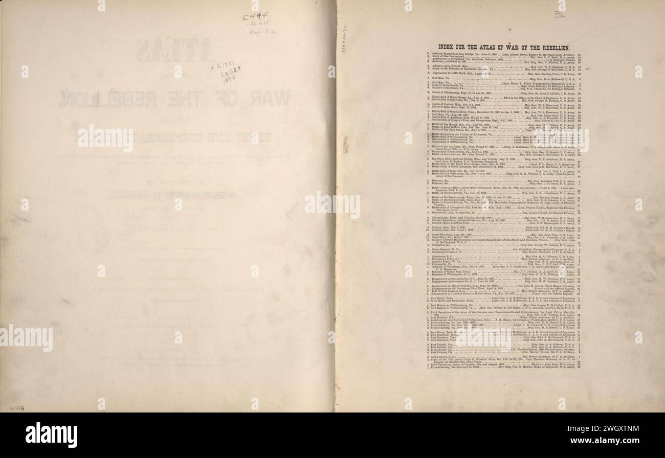 Atlas of the war of the Rebellion giving Union and Confederate armies ...