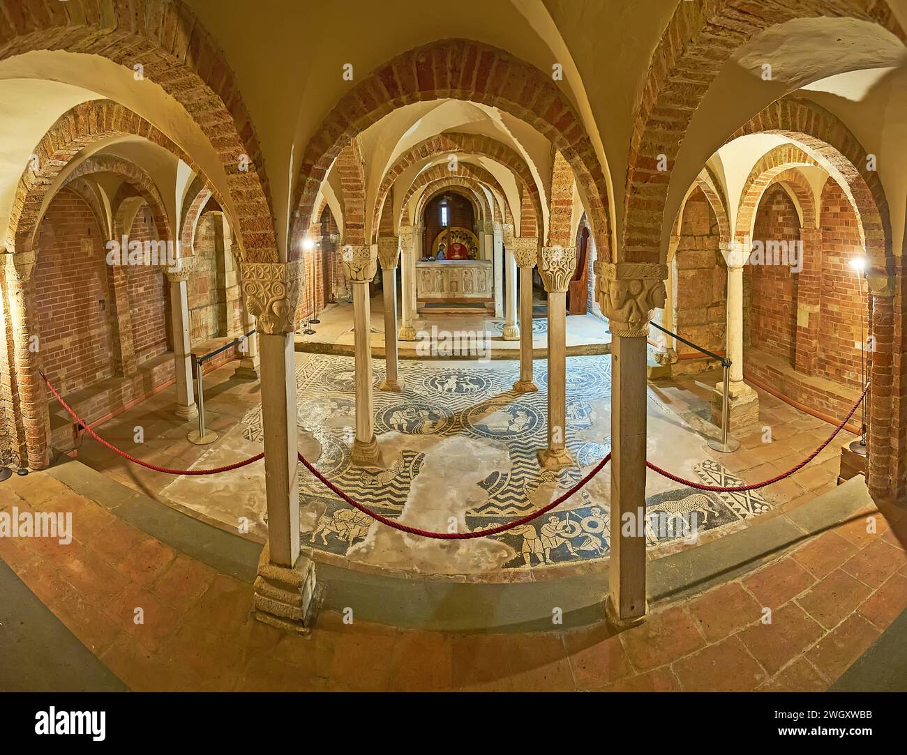 PIACENZA, ITALY - APRIL 6, 2022: The medieval Romanesque Crypt of San ...
