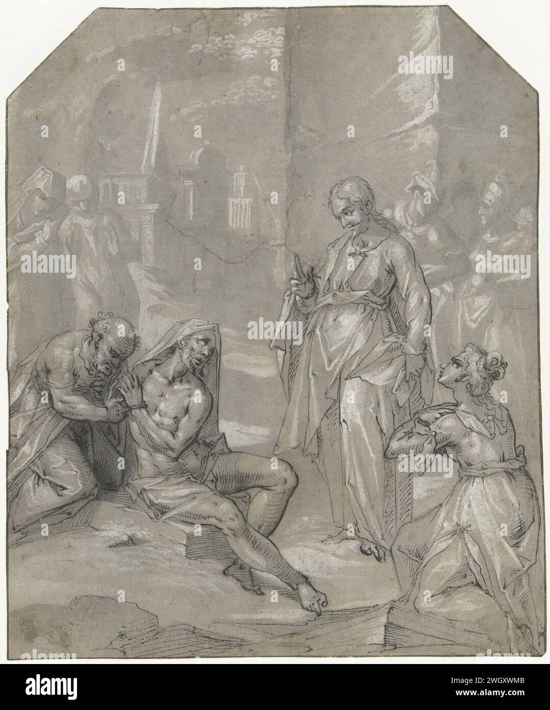 The generation of Lazarus, Anonymous, 1600 - 1650 drawing prepared paper. ink brush / pen the ...