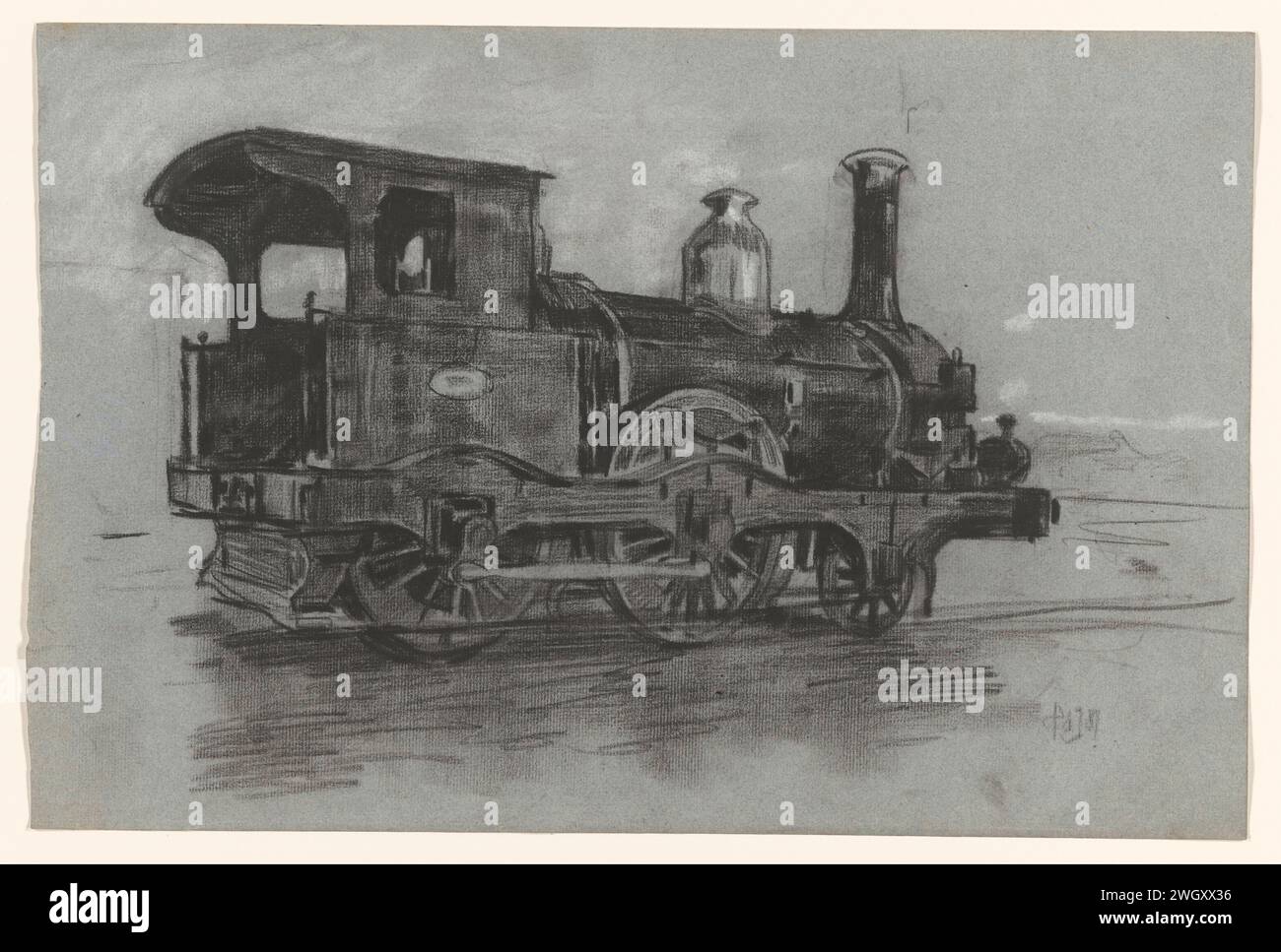 Locomotive, Pieter de Josselin de Jong, 1871 - 1906 drawing paper ...