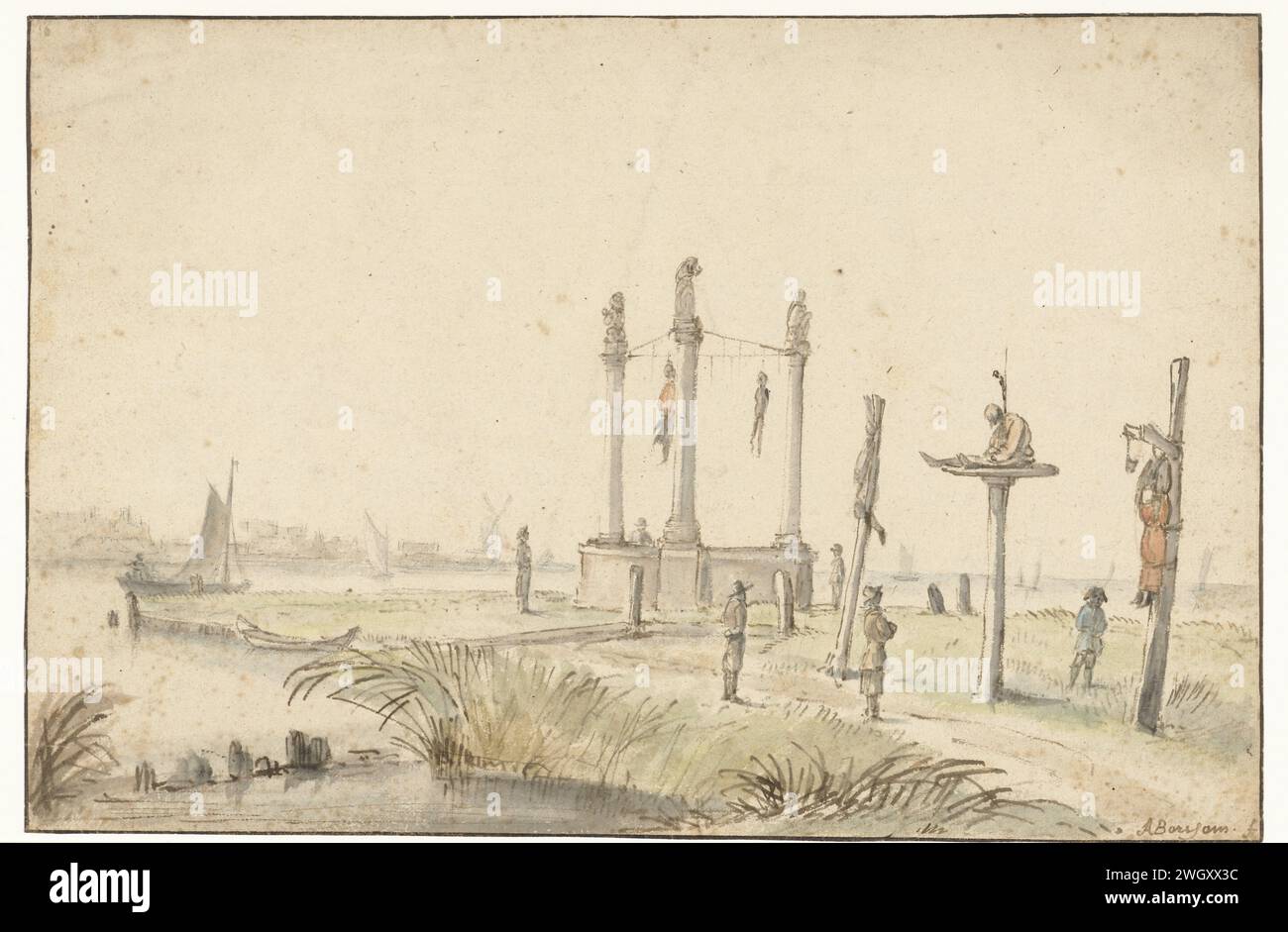 Galgenveld on the edge of the Volewijk, Anthonie van Borssom, 1664 ...