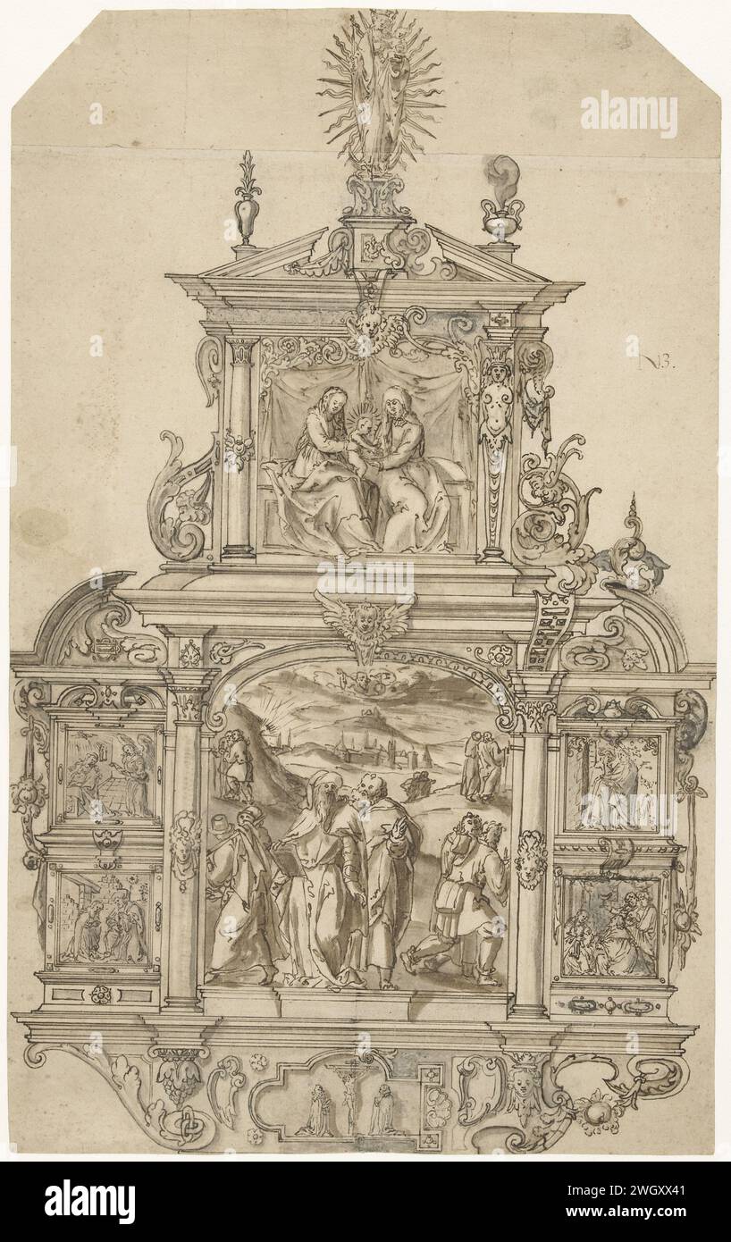 Design for an altar table, with alternative solutions, anonymous, 1550 ...