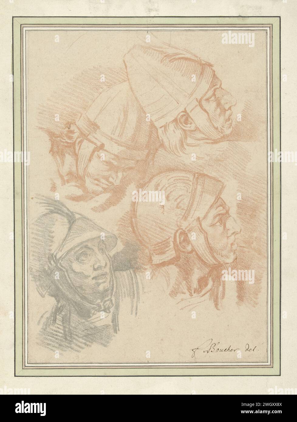 Study Sheet with Four Soldiers' Heads, after the column of trajan ...