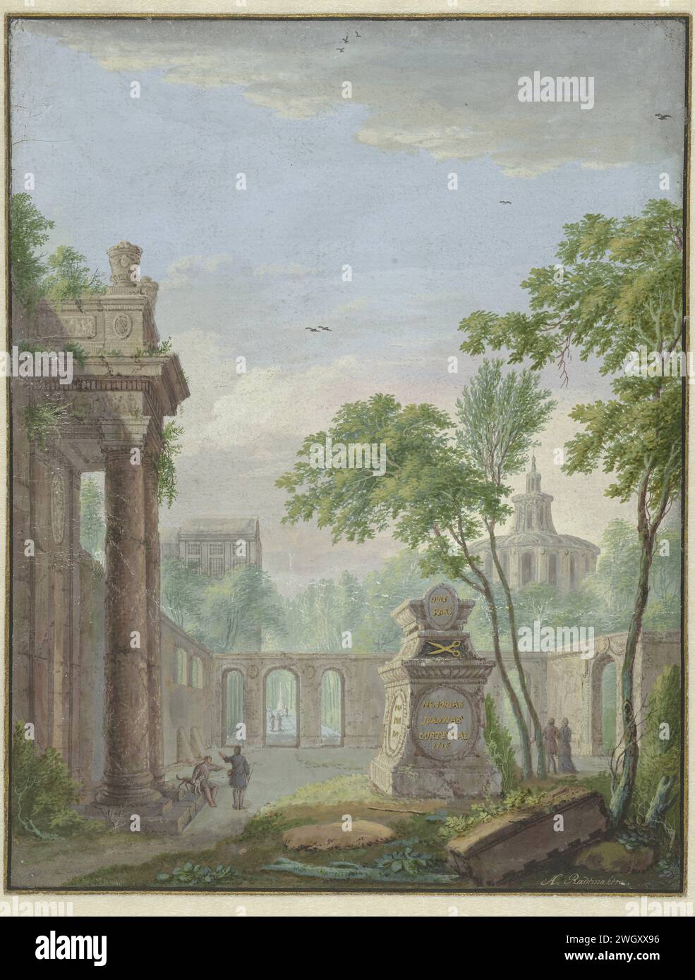 Garden with a tomb in memory of Johanna Kerten Blok, Abraham Rademaker ...