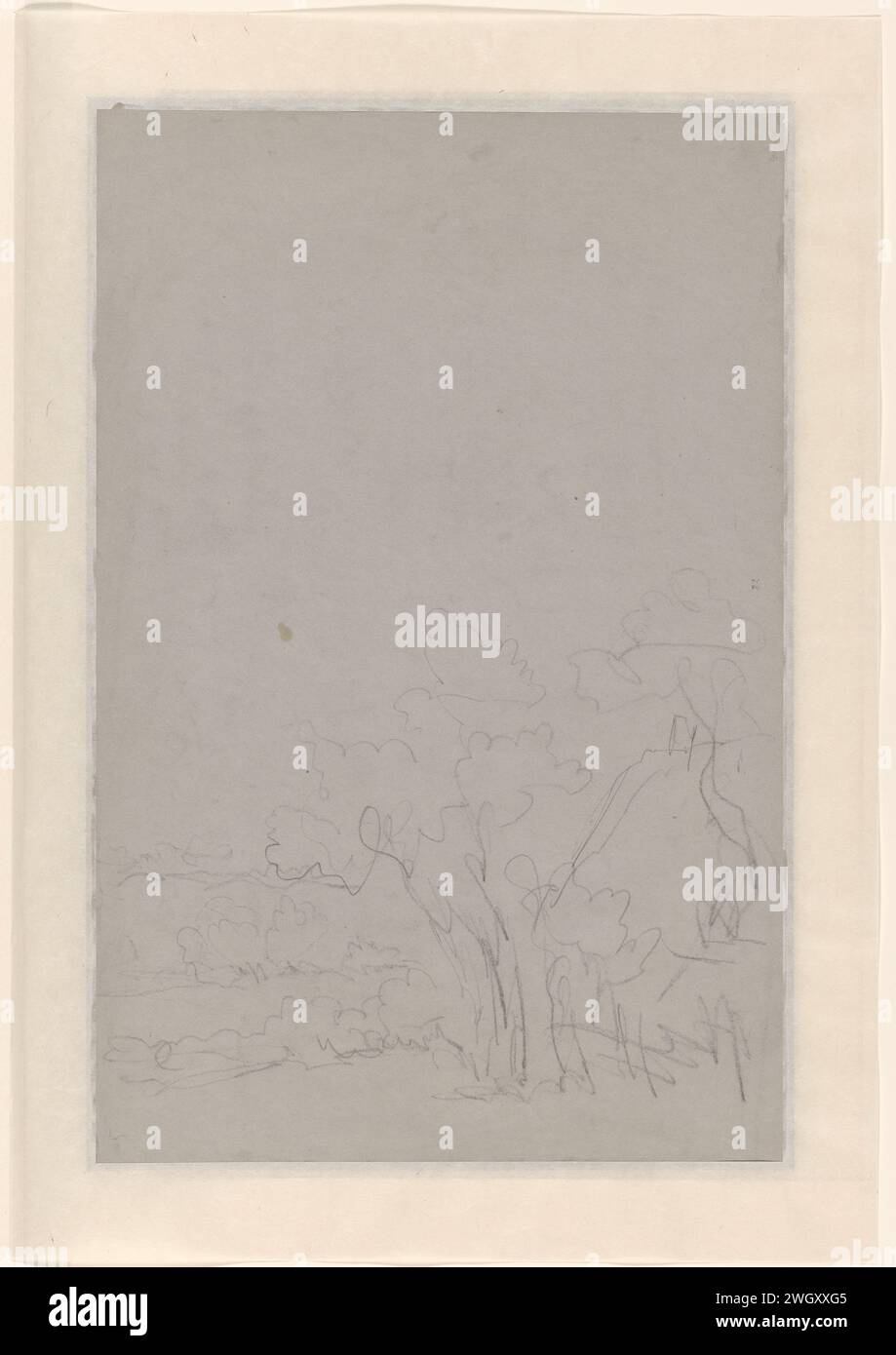 Sketch of a landscape, Piet Meiners, 1867 - 1903 drawing paper. chalk ...