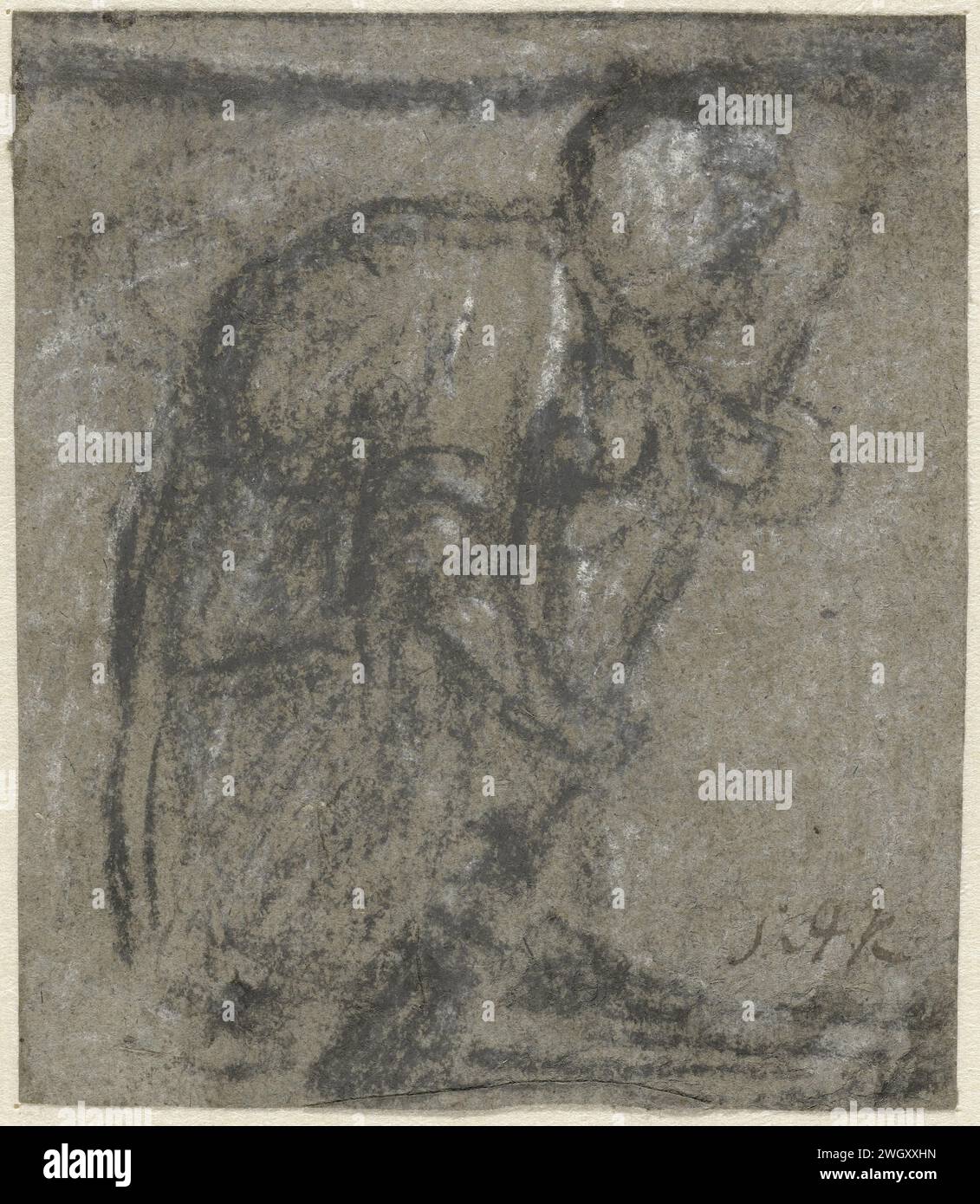 Bent old woman, Simon Andreas Krausz, 1770 - 1825 drawing paper. chalk ...