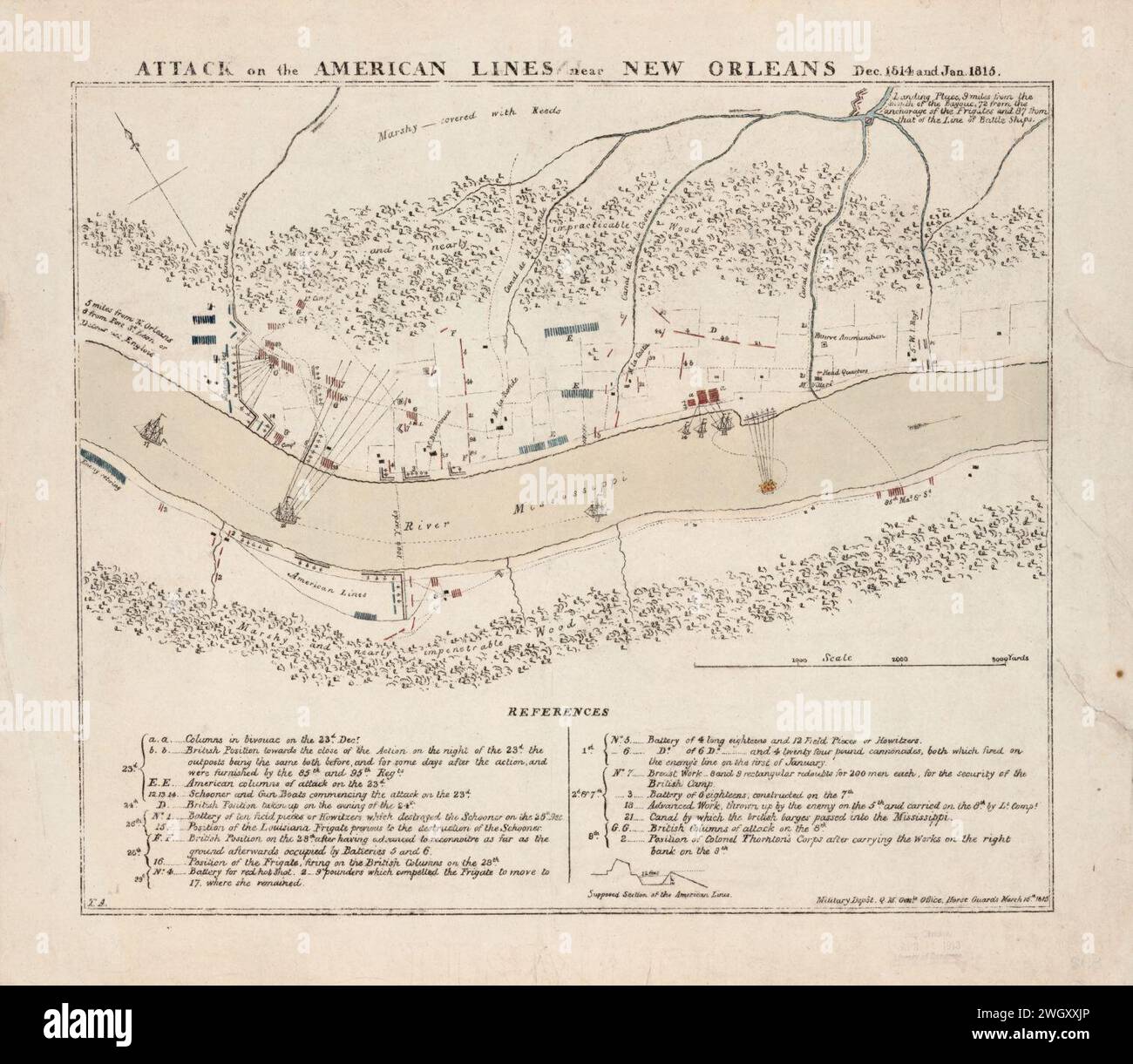 Attack on the American lines near New Orleans Dec. 1814 and Jan. 1815 ...
