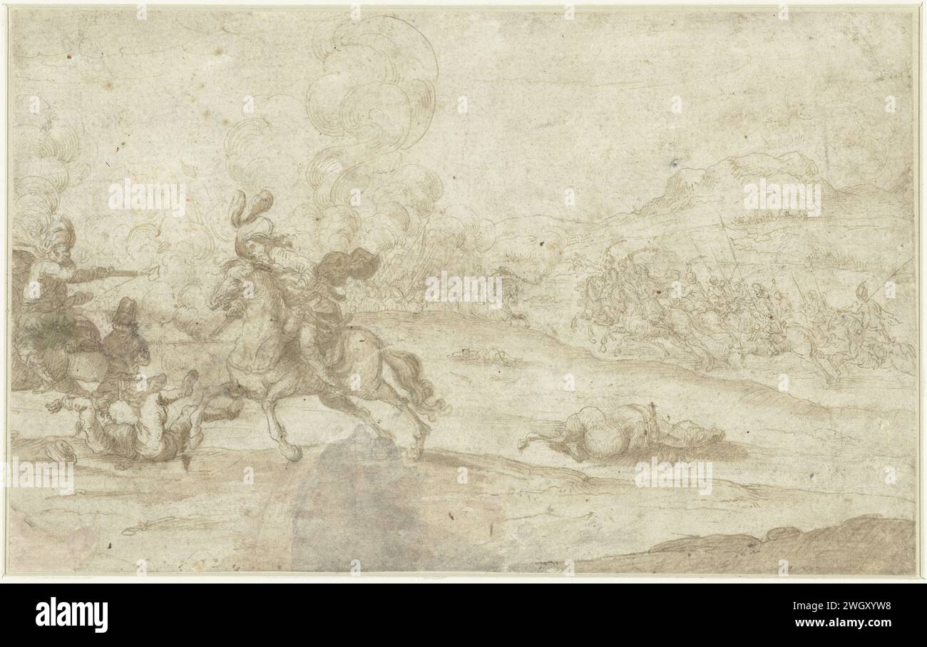 Equestrian fight with Turks, Johann Wilhelm Baur (Possible), 1600 ...