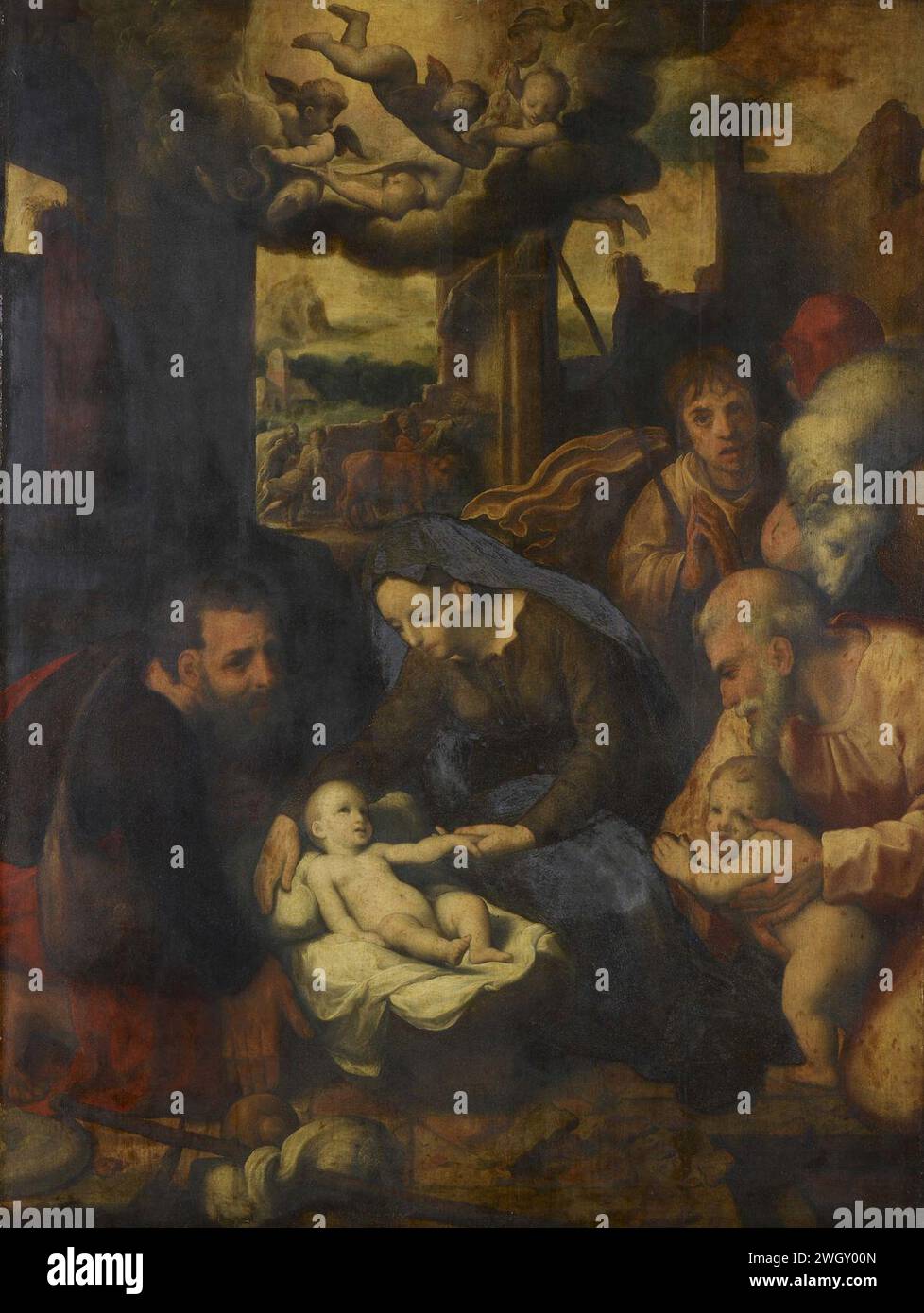 Attributed to Cornelis van Cleve (1520-67) - Adoration of the Shepherds Stock Photo - Alamy