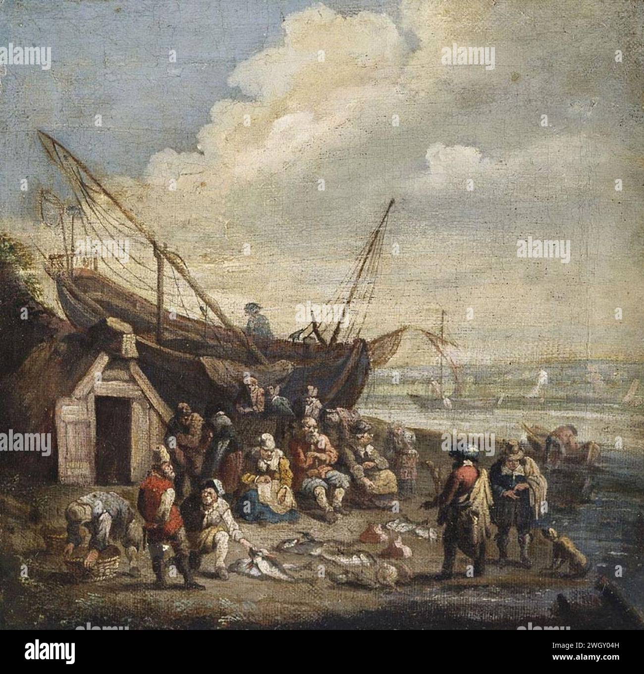 Attributed to Flemish School, 17th century - A Fish Market Stock Photo ...