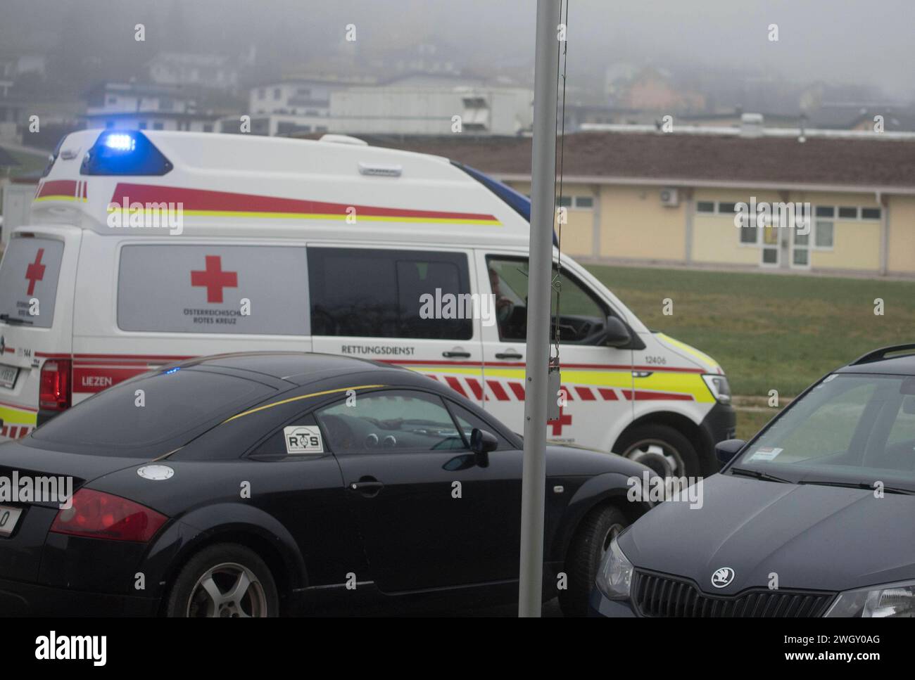 blue light operation of a rescue service, ambulance with blue light an ...