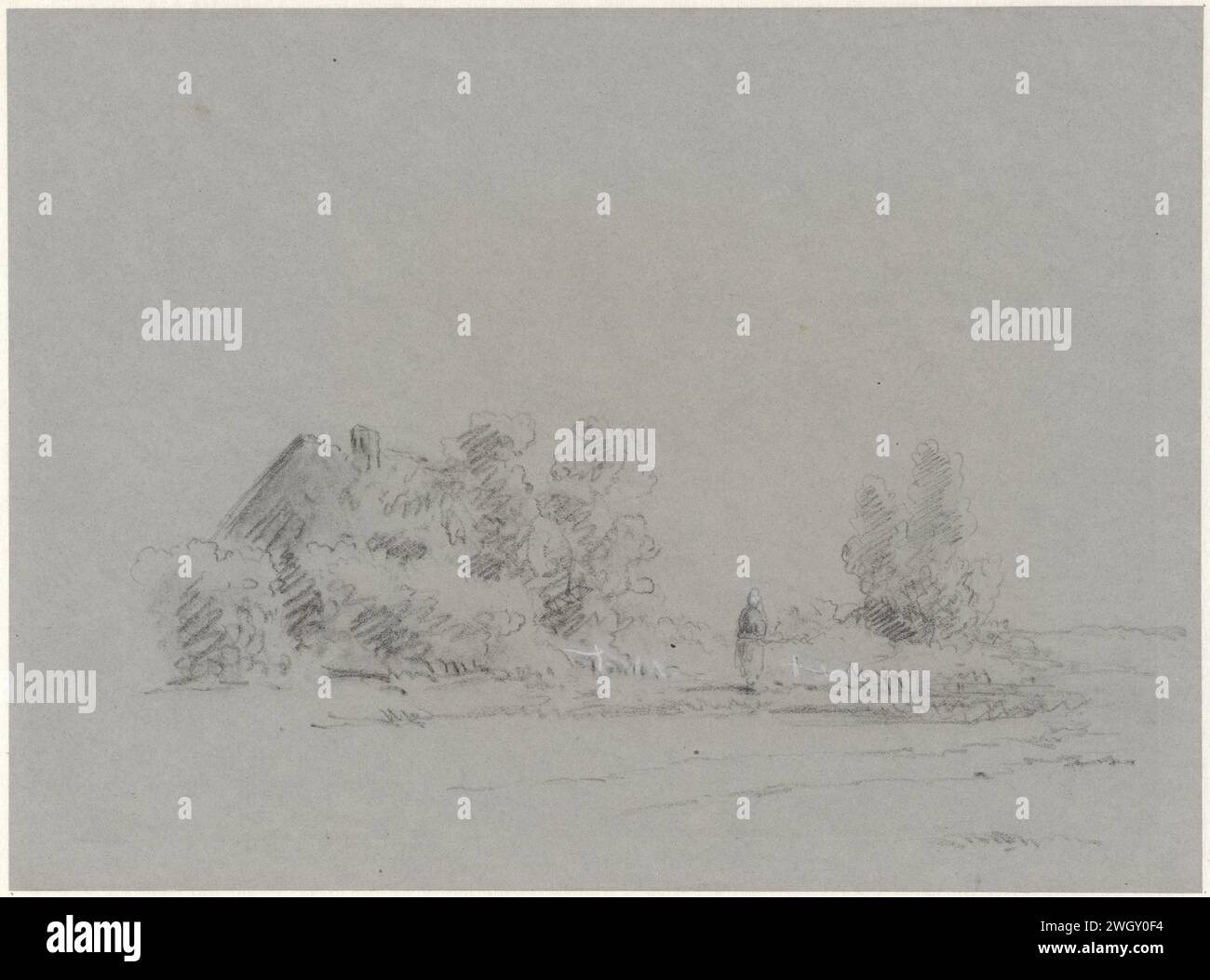 Farmhouse under trees with farmer's wife, Piet Meiners, 1867 - 1903 ...