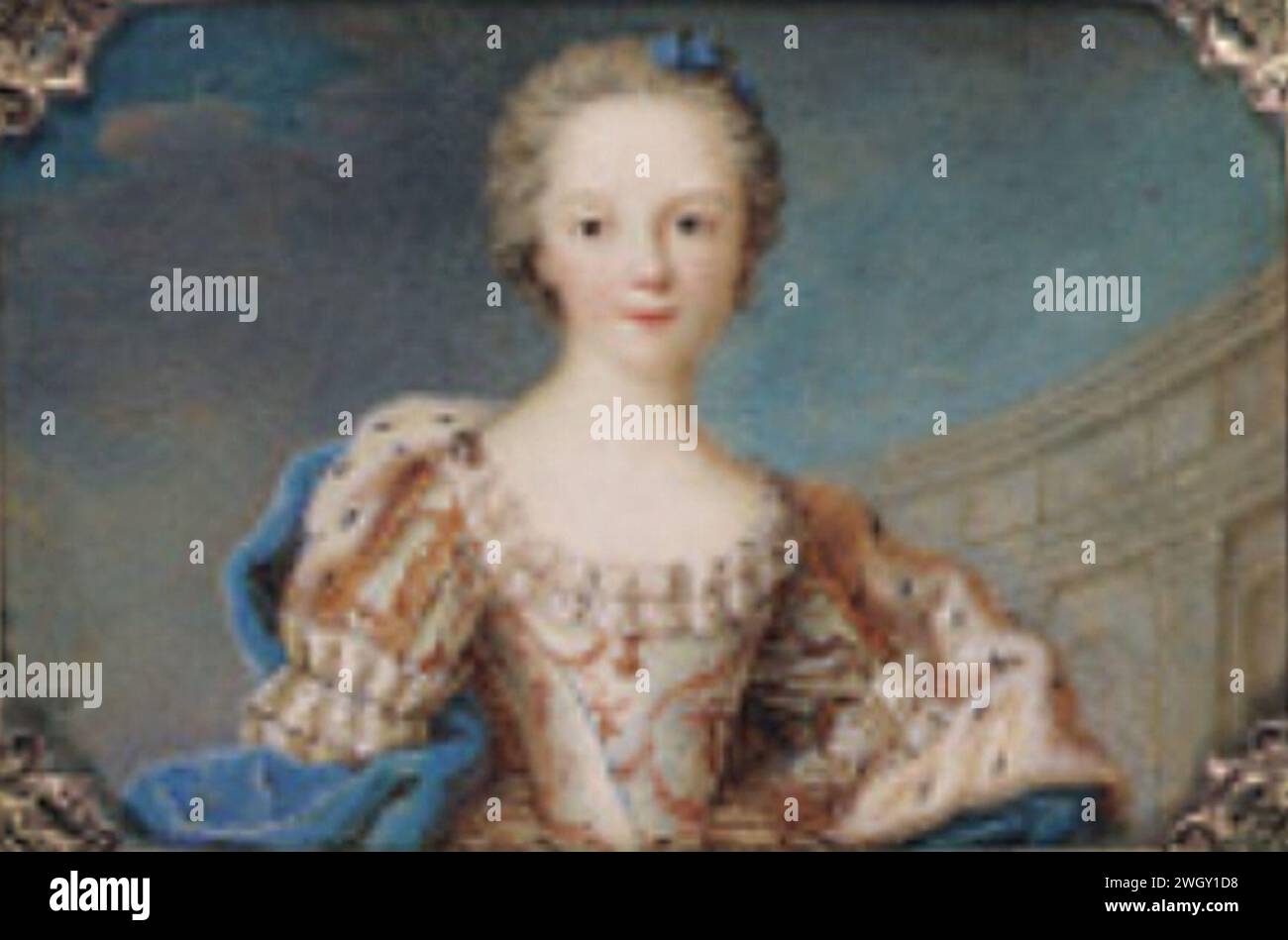 Attributed to Robert Mussard - A young Princess, full face in lace ...