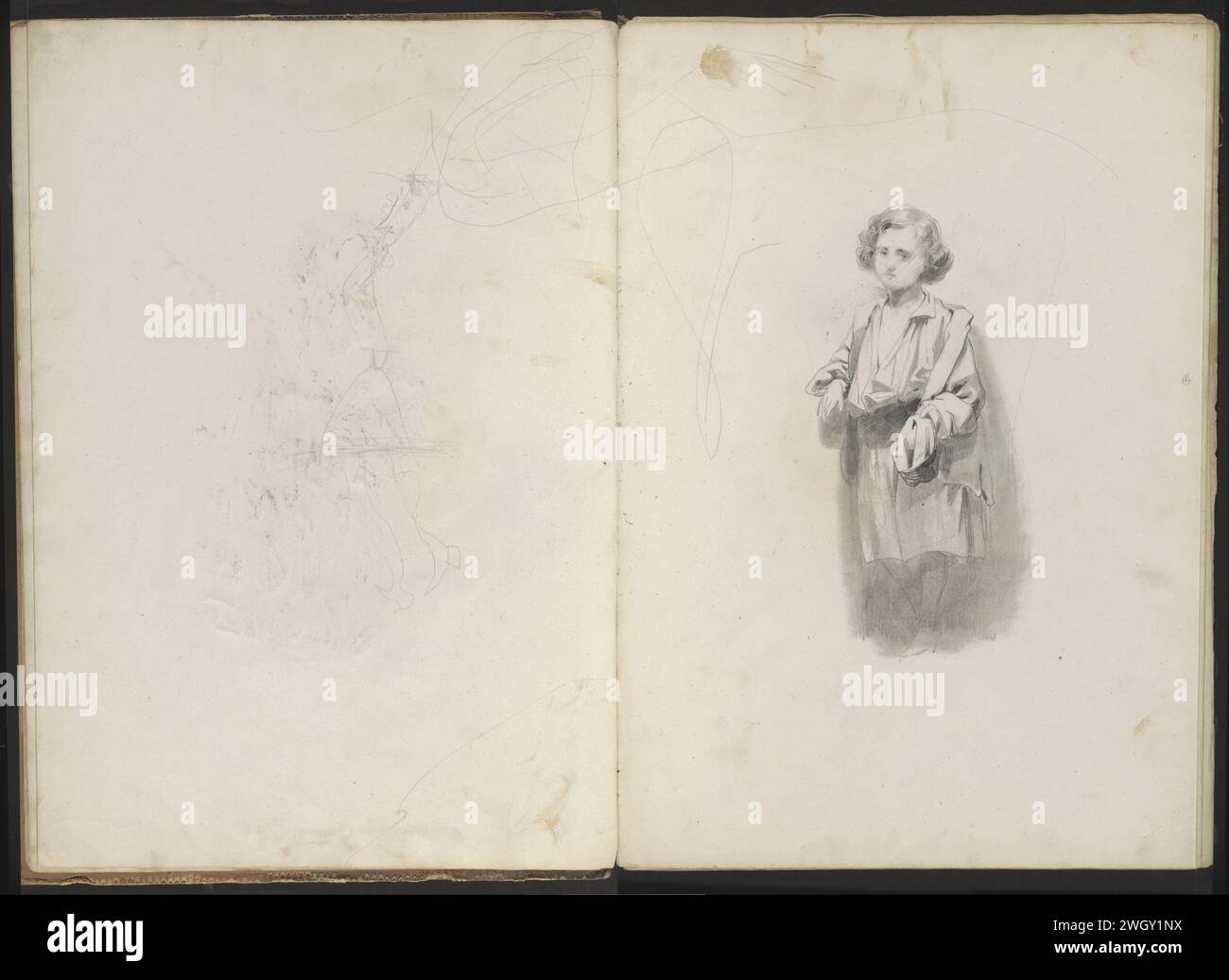 Begging boy, 1837 - 1881 Leaf 10 Verso and 11 Recto from a sketchbook ...