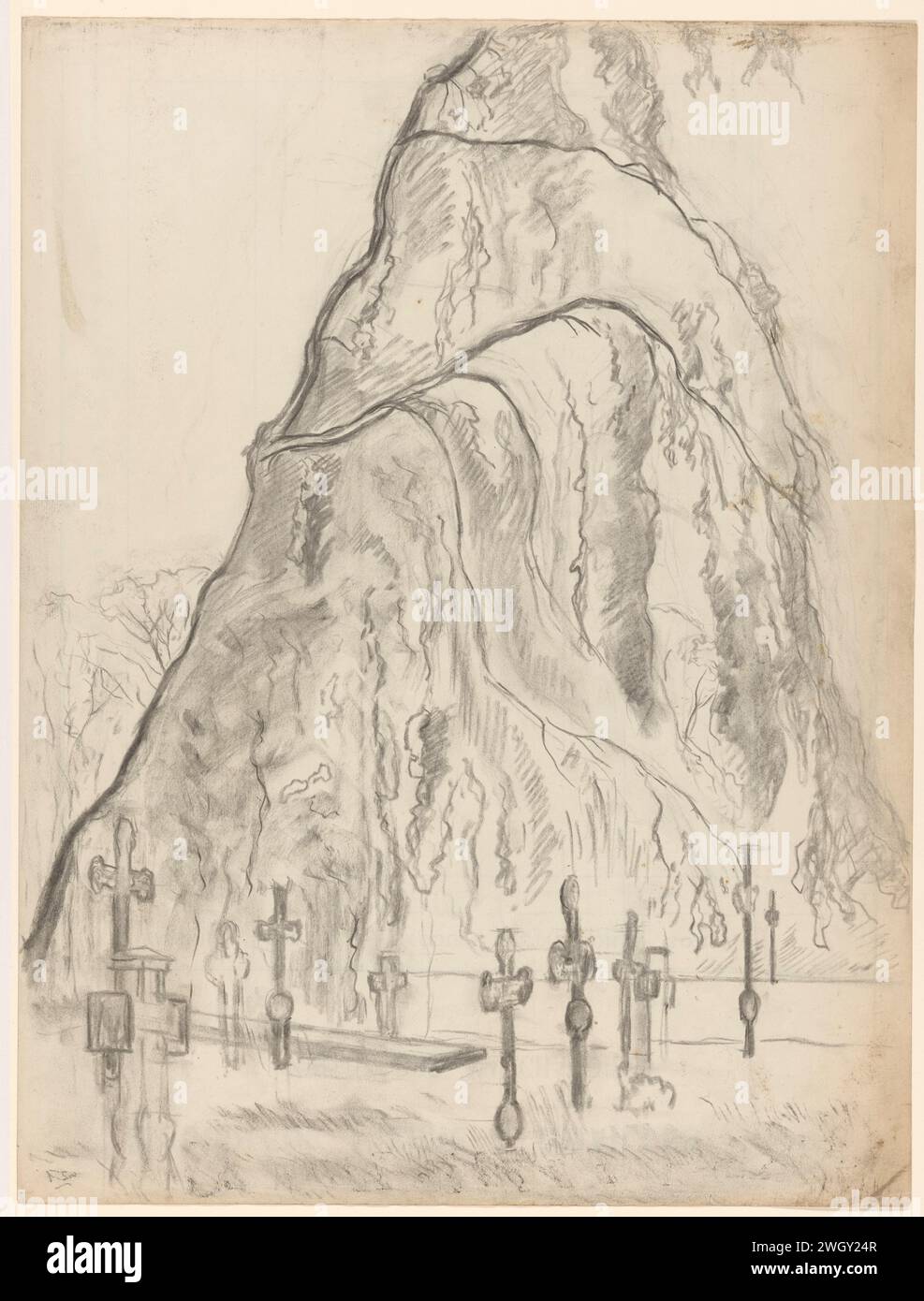 Great Mad in Kerkhof, Frans Smissaert, 1872 - 1944 drawing paper ...