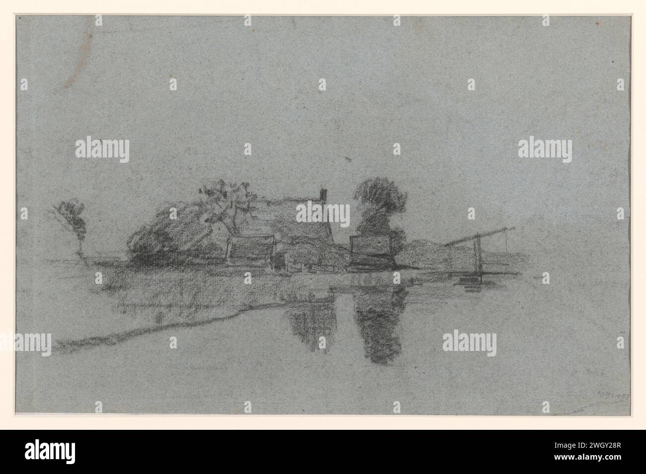 Farm Aan Water, Egbert Rubertus Derk Schaap, 1872 - 1939 drawing paper ...