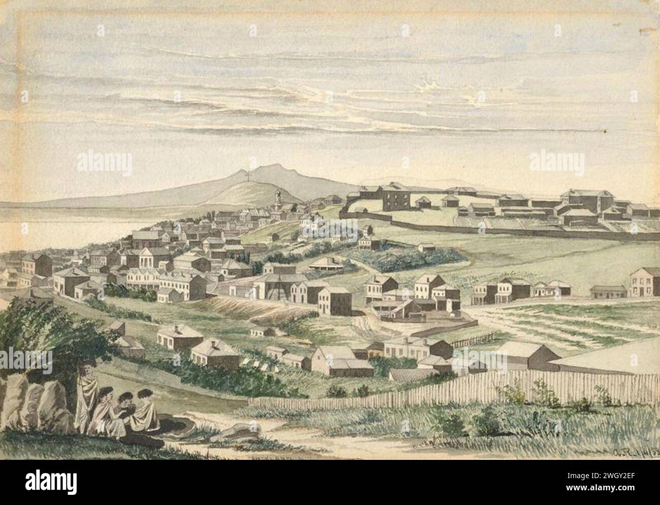 Auckland, with a View of Albert Barracks (1859 Stock Photo - Alamy