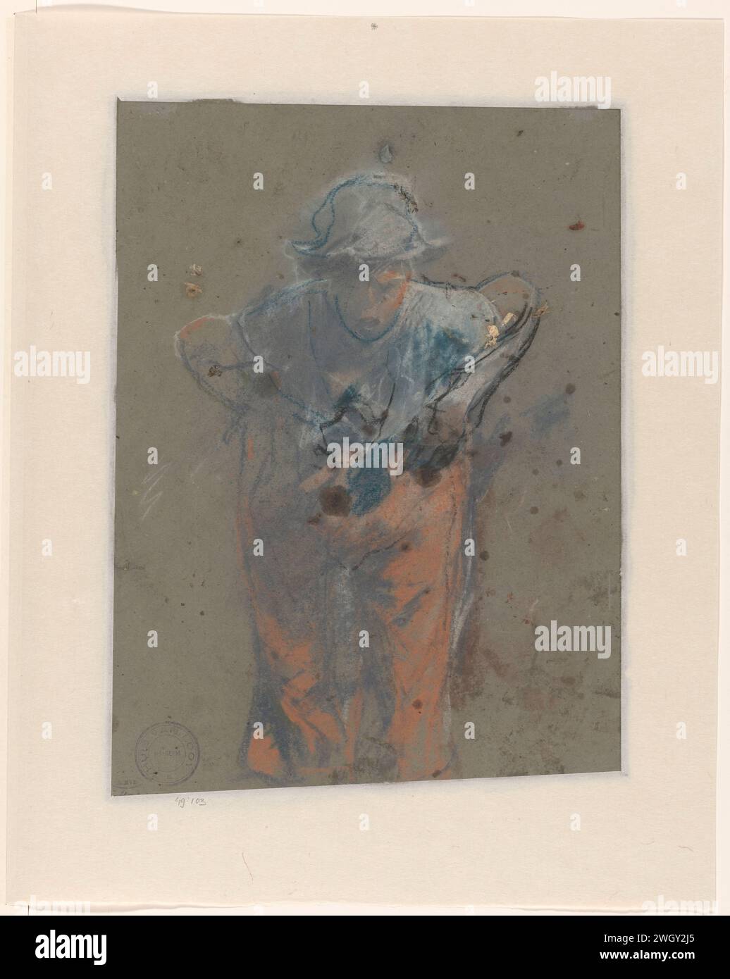 Leaning Bent Standing Woman, Jac Van Looij, 1865 - 1930 drawing paper ...