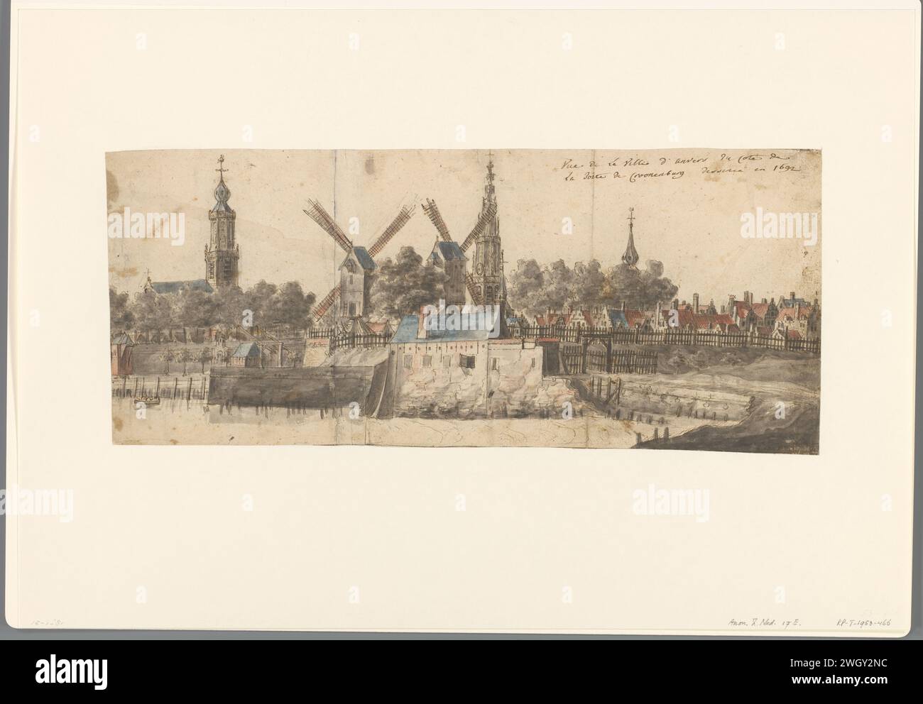 View of Antwerp, from the South, Anonymous, 1692 drawing paper ...