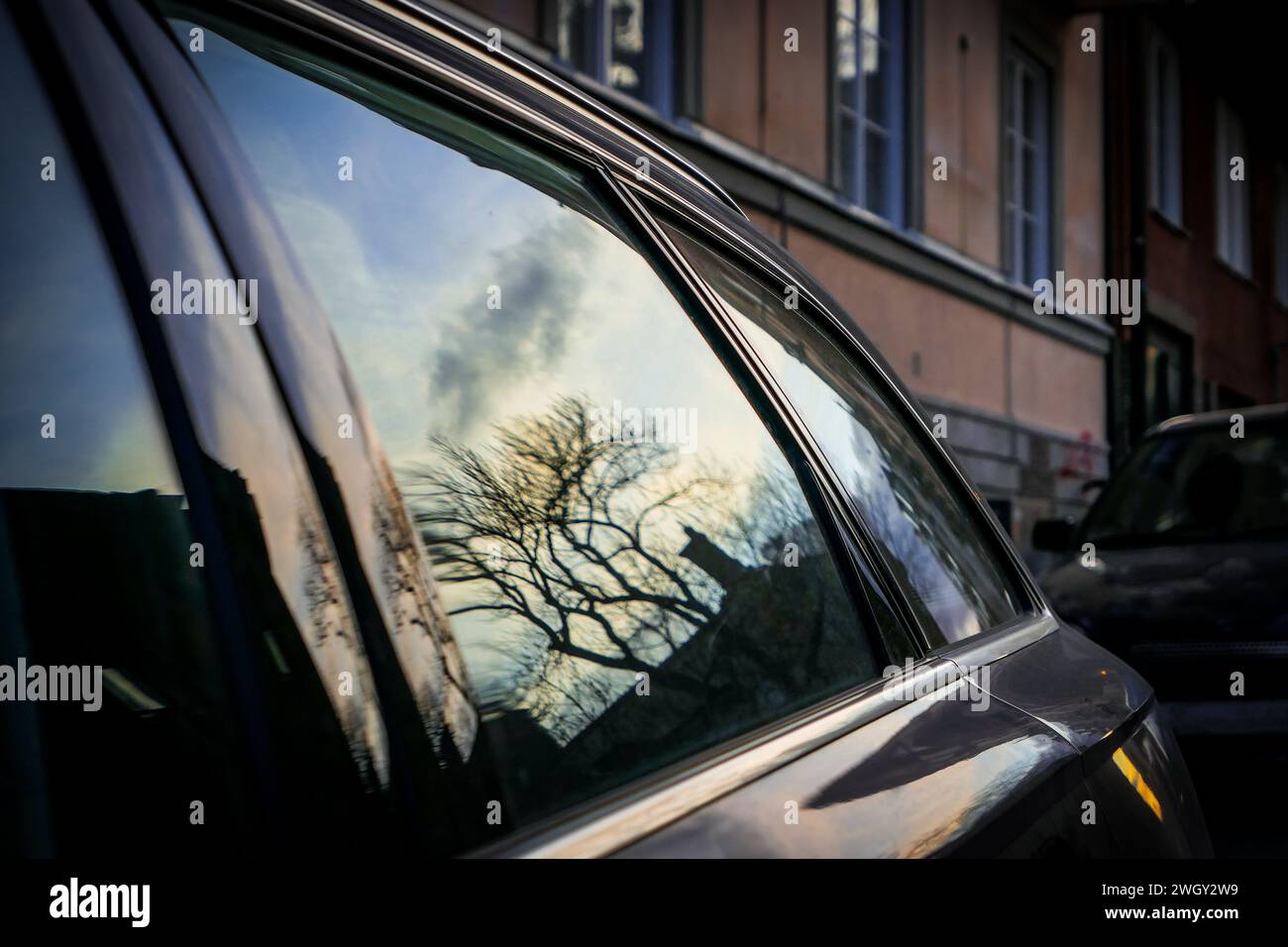 Reflection in a car window Stock Photo - Alamy