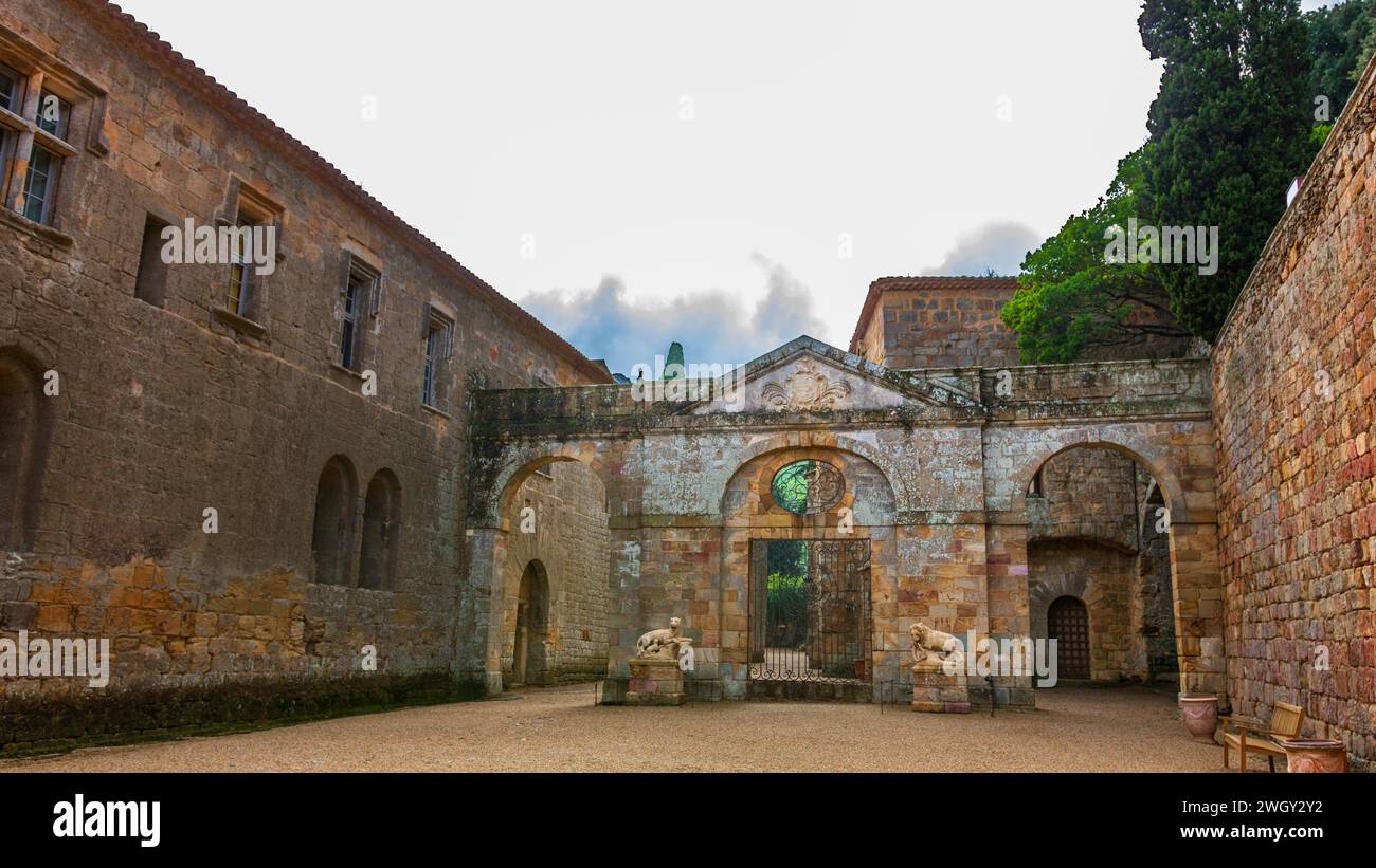 Fontfroide Abbey or Abbaye de Fontfroide is monastery in France gothic ...