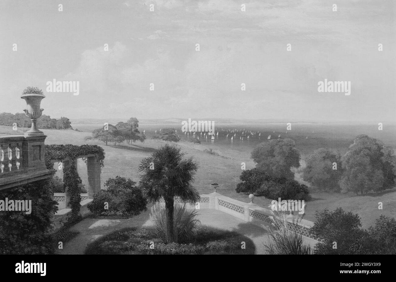 August Becker (1822-87) - Osborne, the Lower Terrace Stock Photo - Alamy