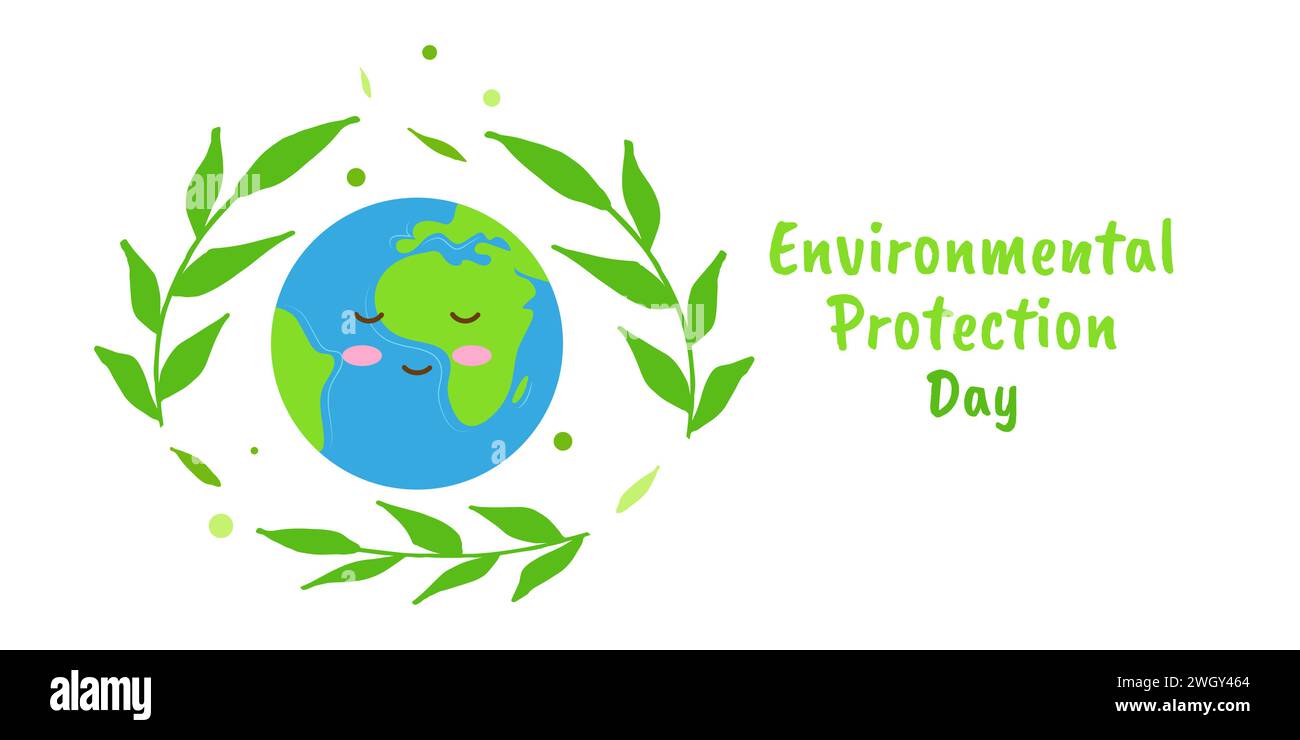 Environmental Protection Day Save the Planet Earth. Green branches ...